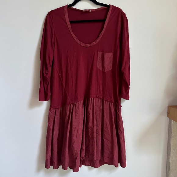 Wrap London | Tops | Wrap London Burgundy Red Silk Trim Layered Tunic ...